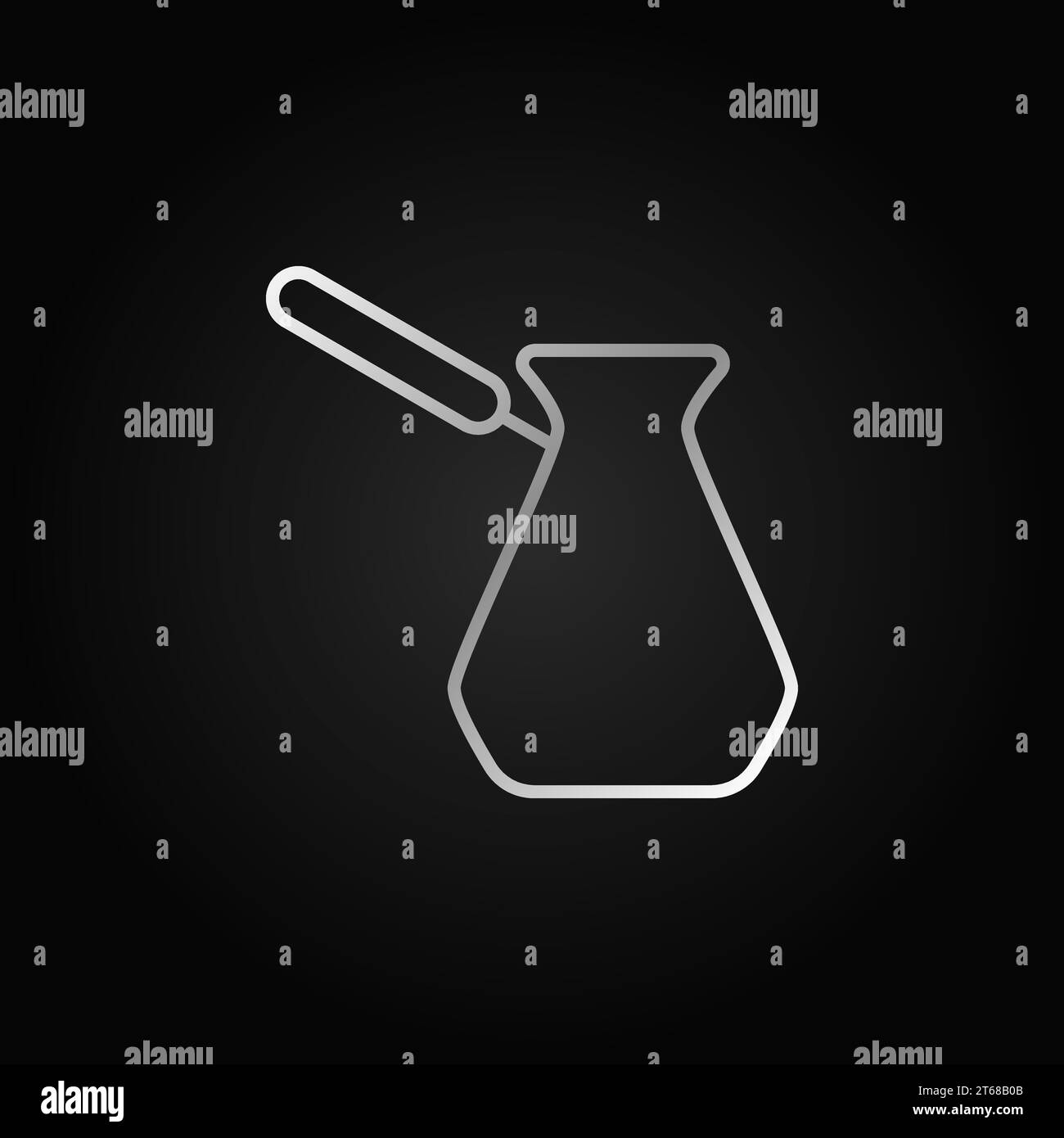 Turkish Cezve vector silver outline icon or logo element on dark ...