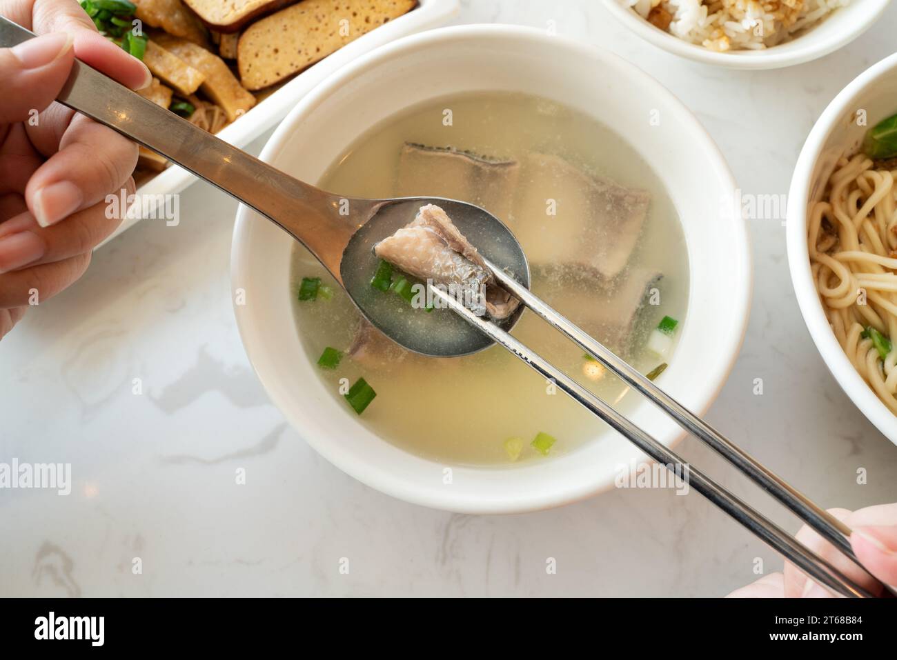 Milkfish skin soup, distinctive and famous seafood cuisine of Taiwanese ...