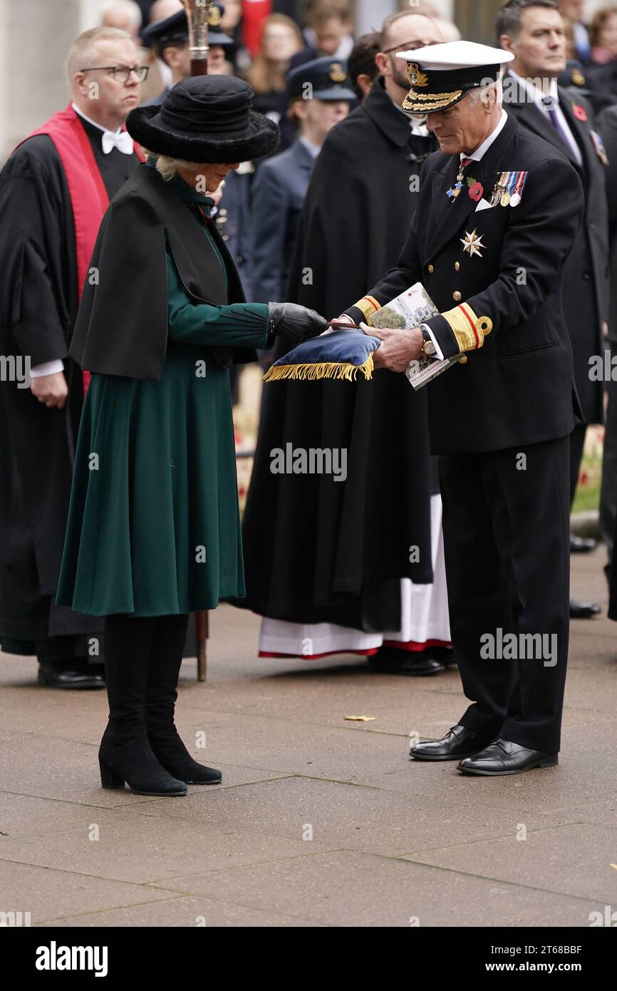 Queen Camilla during a visit to the Field of Remembrance, in its 95th ...