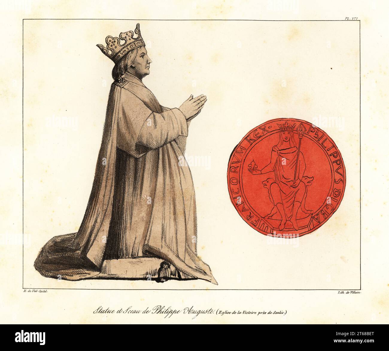 Figure and seal of Philip II, Philip Augustus, King of France, 1165 ...