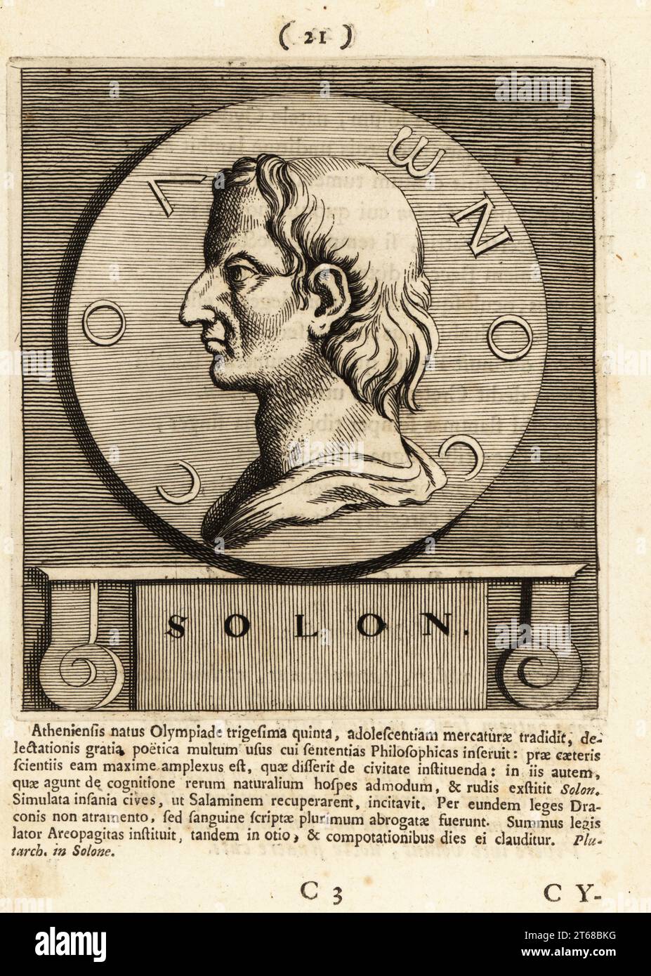 Solon, Athenian statesman, lawmaker and poet, c.630-560BC. Copperplate ...
