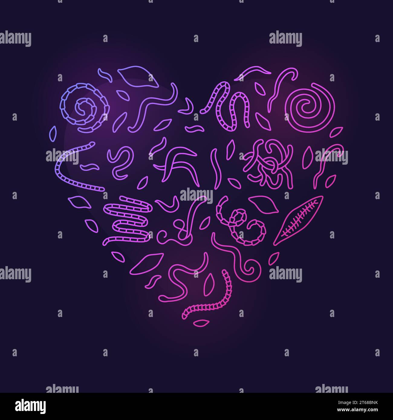 Intestinal Worms Helminths Heart outline colorful Banner. Vector ...