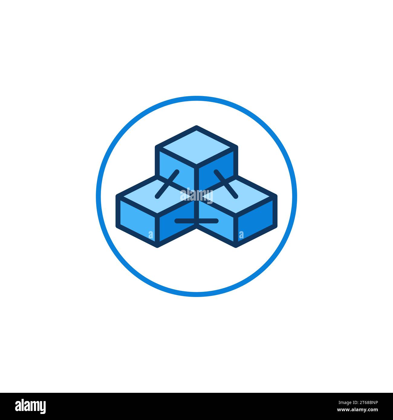 Blockchain with 3 Blocks in circle vector concept blue icon - Block ...