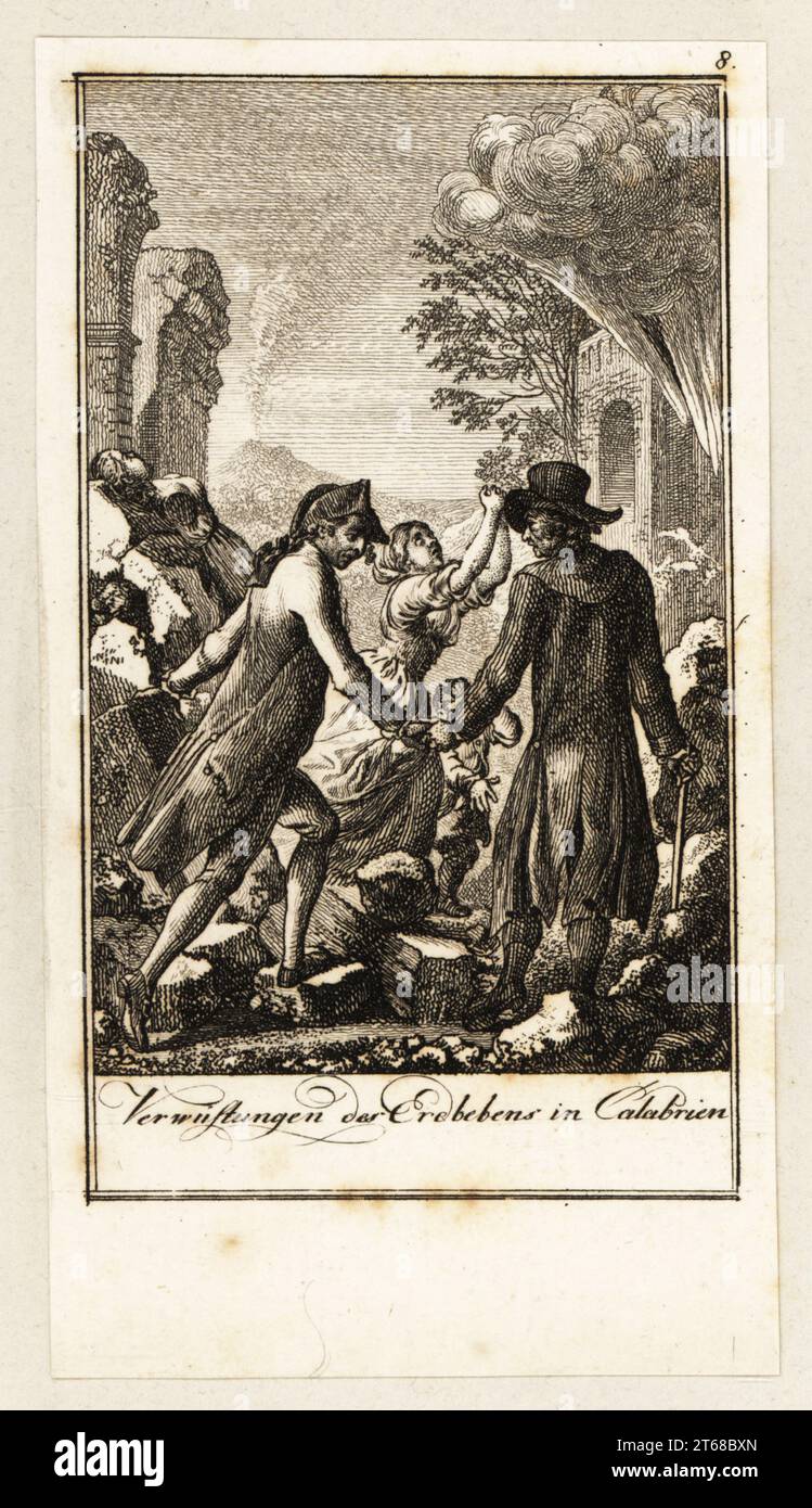 The devastating earthquakes in Calabria, Southern Italy, 1783. Men and ...