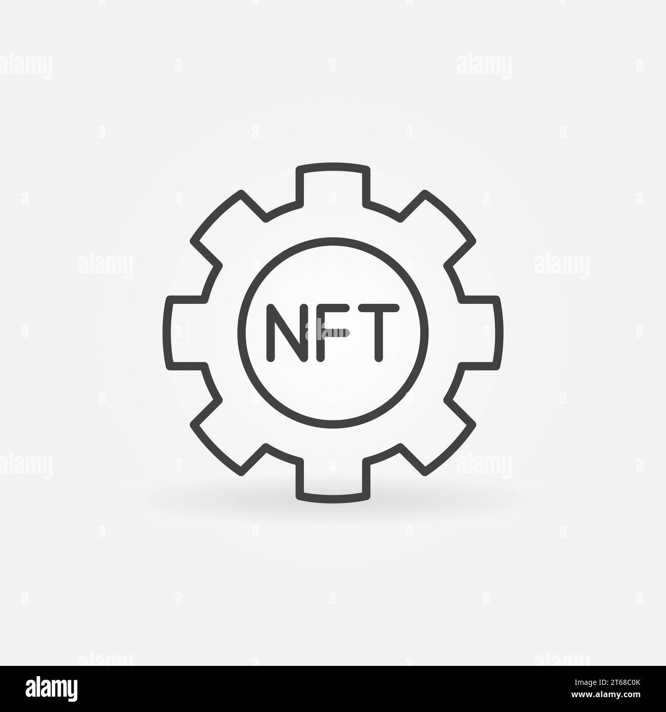 NFT Gear linear vector concept icon. Non-Fungible Token Cog-Wheel outline symbol Stock Vector ...