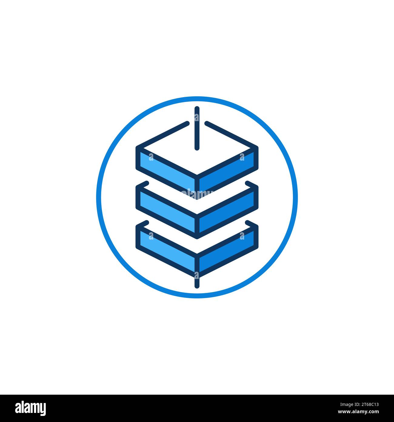 Blockchain with 3 blocks vector concept blue icon in circle - Block ...