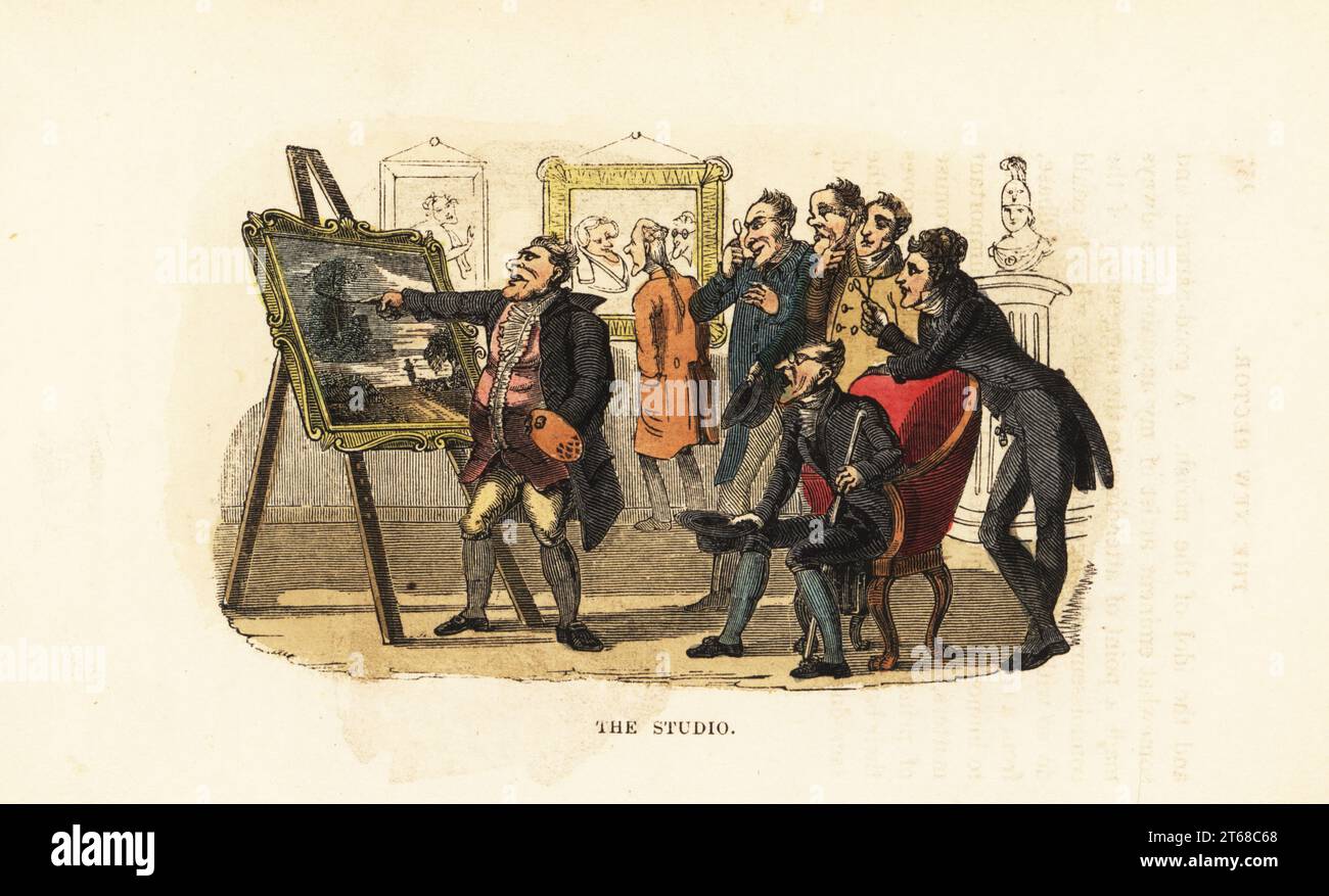 Georgian artist in front of a painting with his palette and brush. A ...