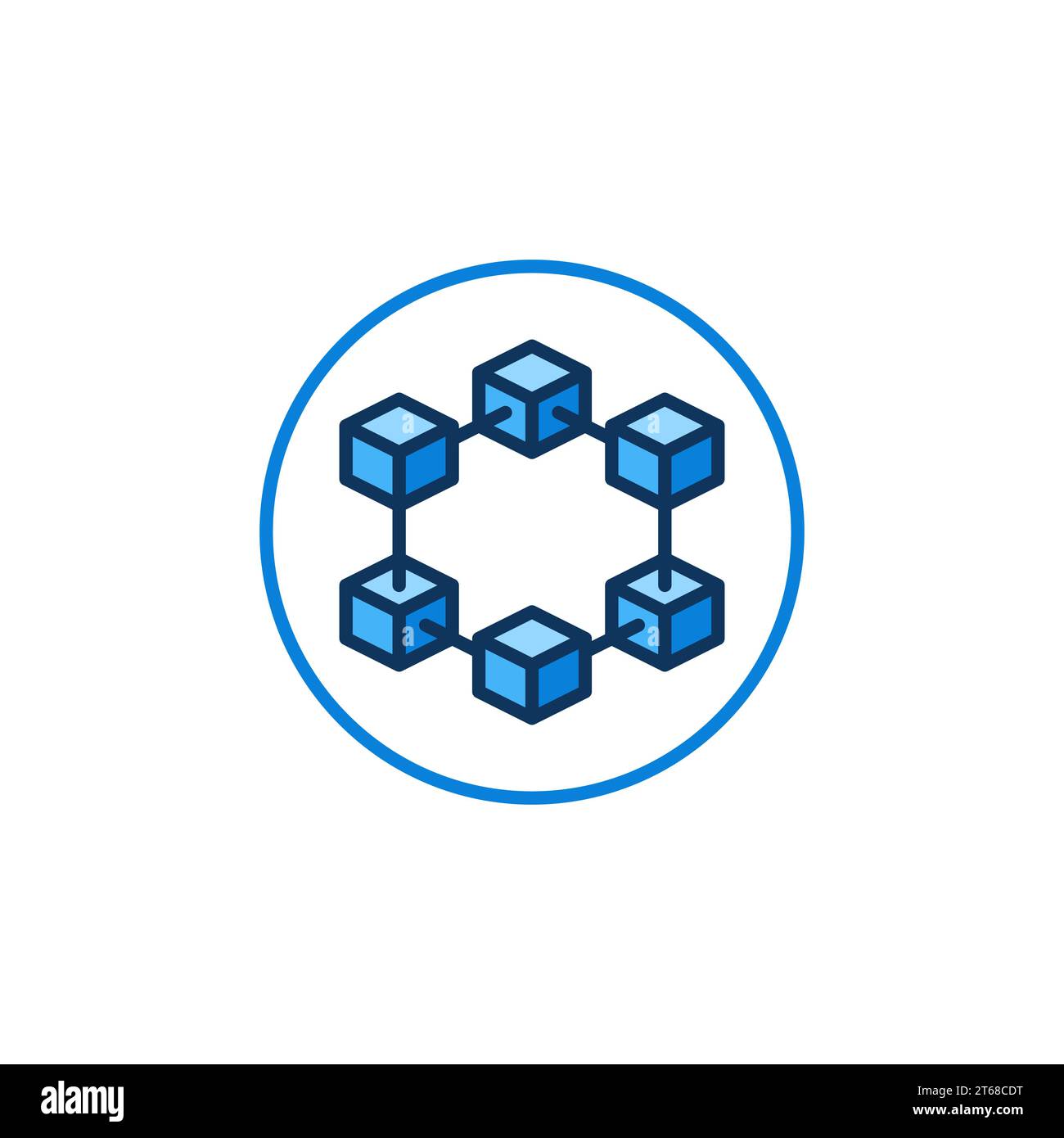 Blockchain with 6 Blocks in circle vector concept blue icon ...