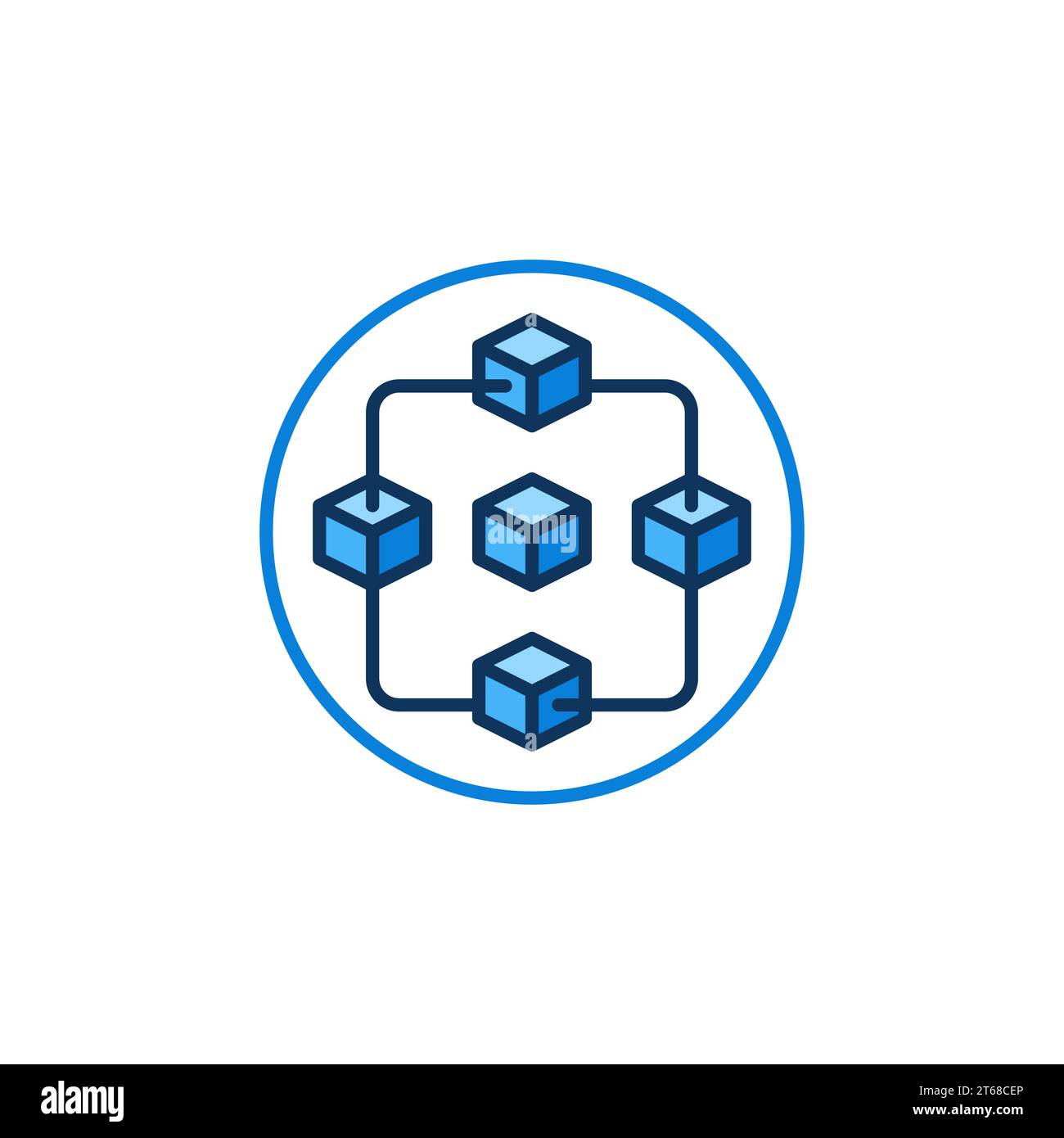Circle with Blockchain with Blocks vector concept blue icon ...