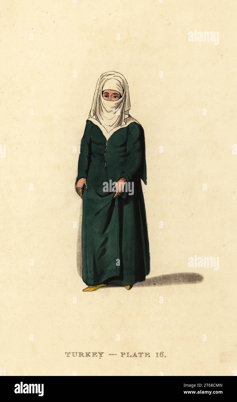 Turkish woman of Constantinople (Istanbul), Ottoman Empire. She wears a ...