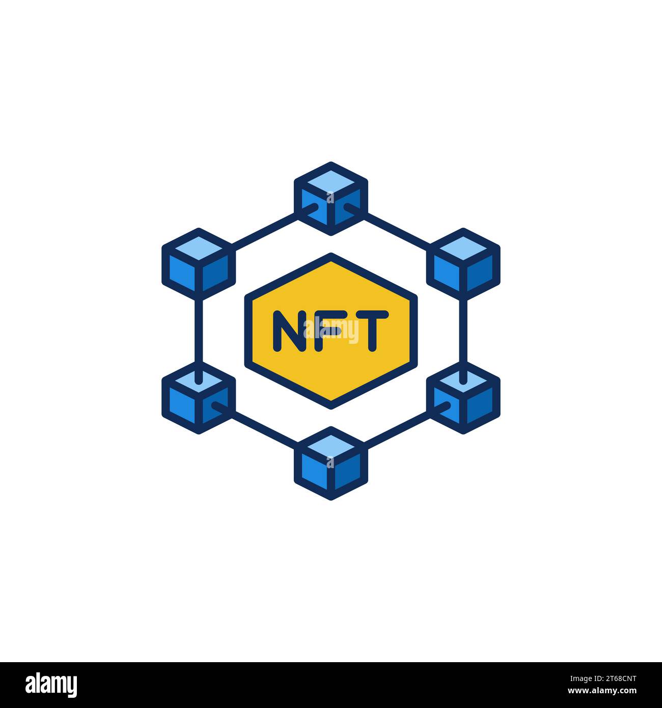 Blockchain with NFT vector colored icon. Non-Fungible Token concept ...