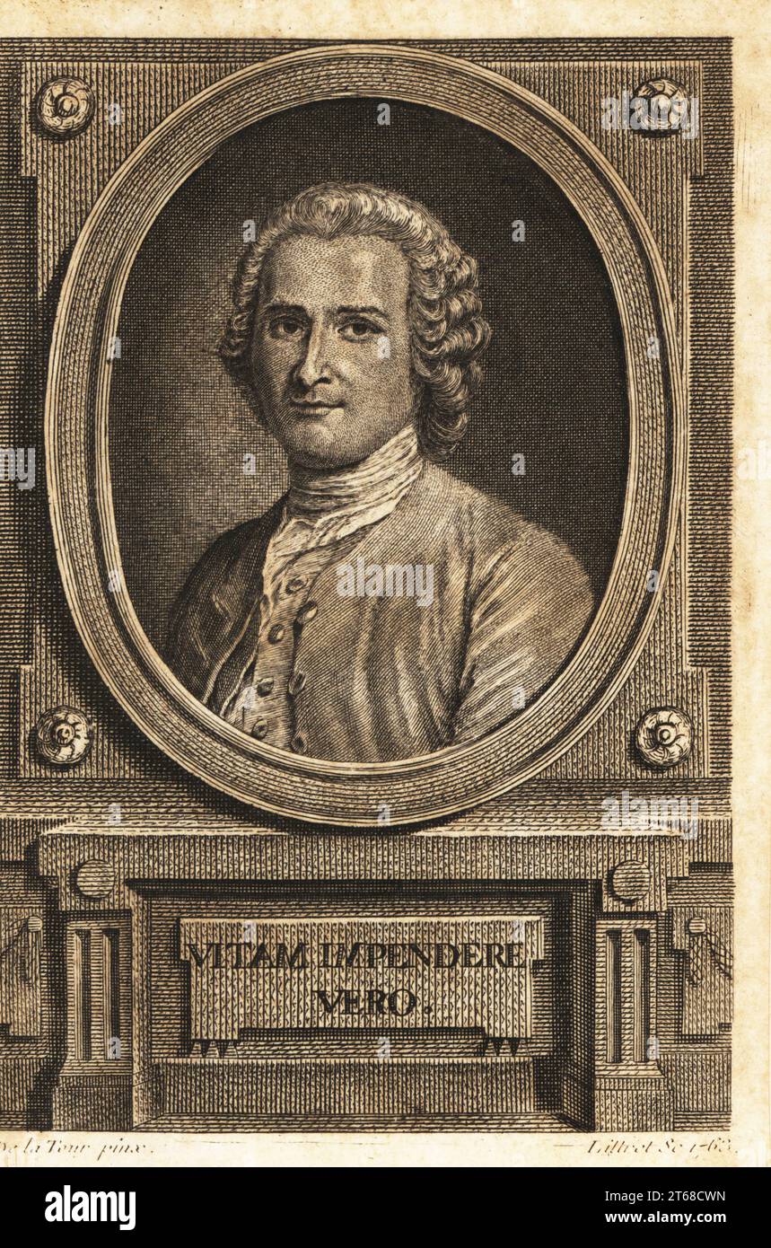 Oval portrait of Jean-Jacques Rousseau, French philosopher, writer and ...