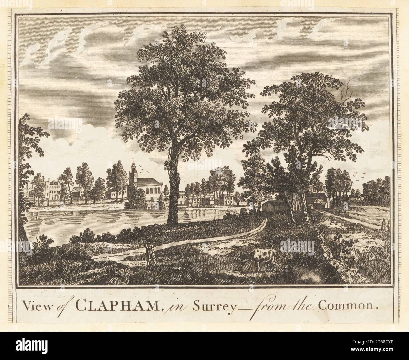 View of Clapham in Surrey from Clapham Common, London, 1784. Showing ...