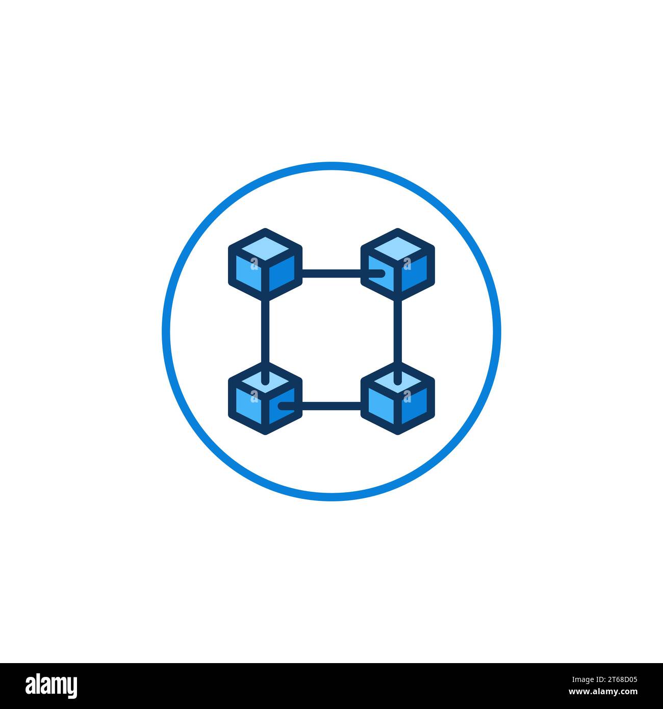 Circle with Blockchain Cryptocurrency vector blue round icon. Block ...