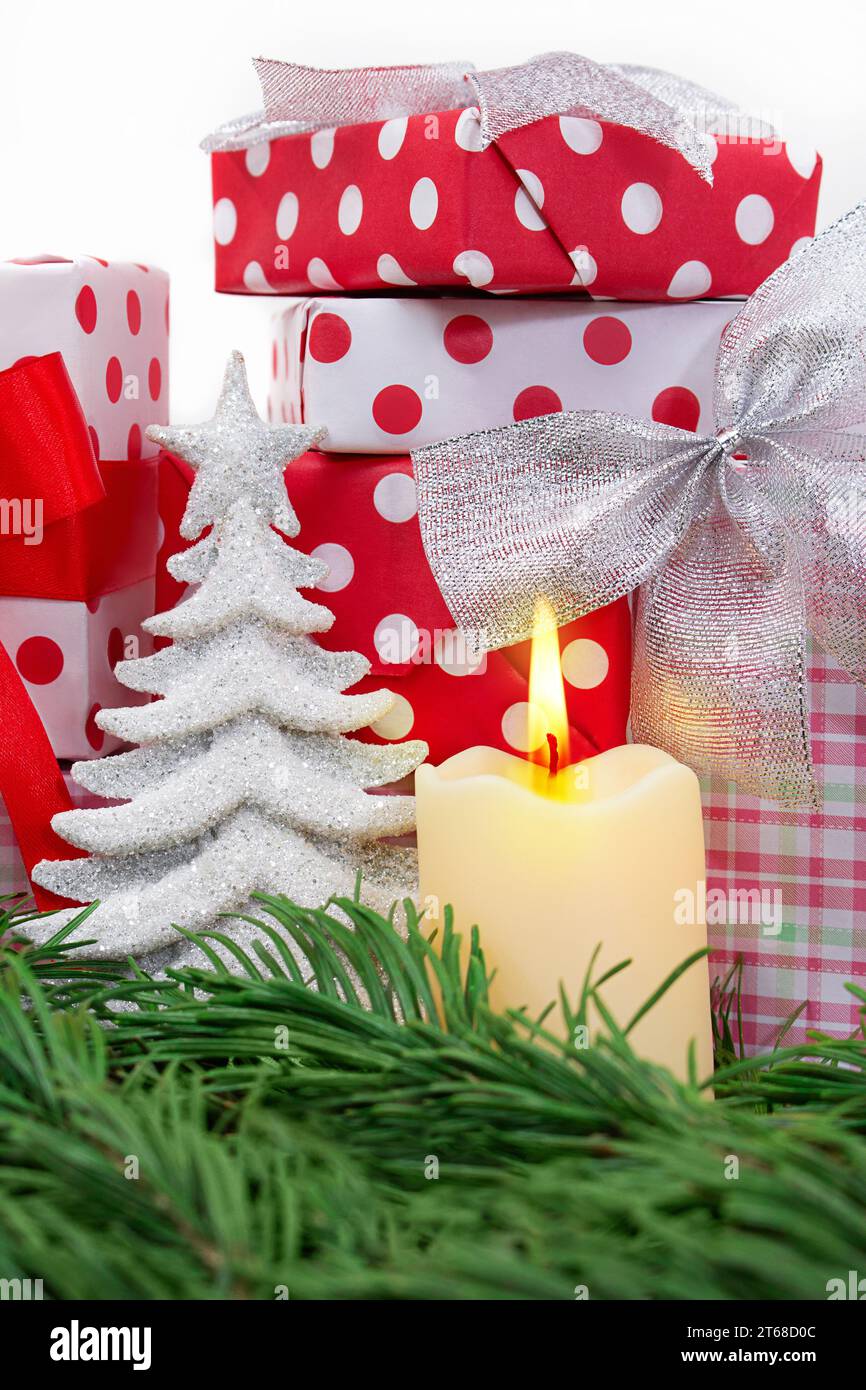 Shiny christmas tree gift boxes hi-res stock photography and images - Alamy