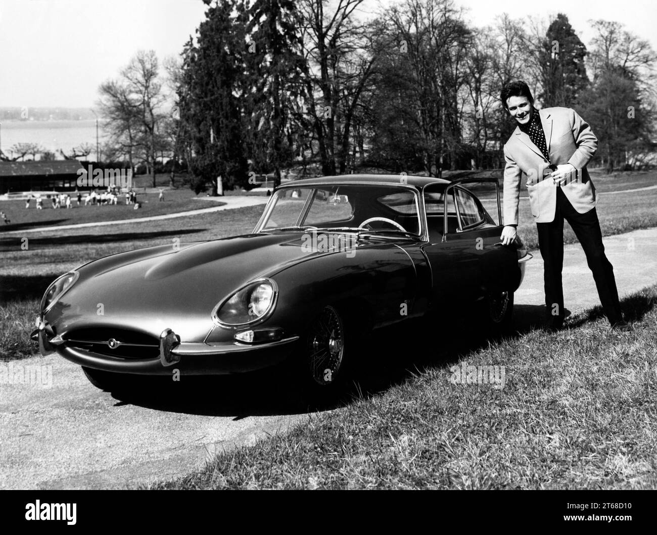 French Actor Jacques Charrier and the new Jaguar E-type on the 14th ...