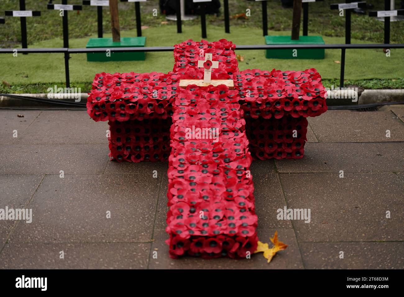 The memorial cross placed by Queen Camilla during a visit to the Field ...