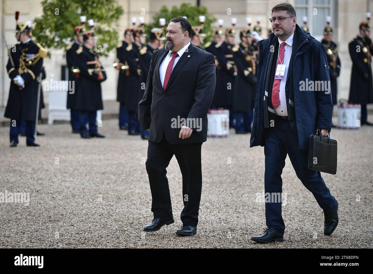 Paris, France. 09th Nov, 2023. Delegates arrive for the humanitarian ...