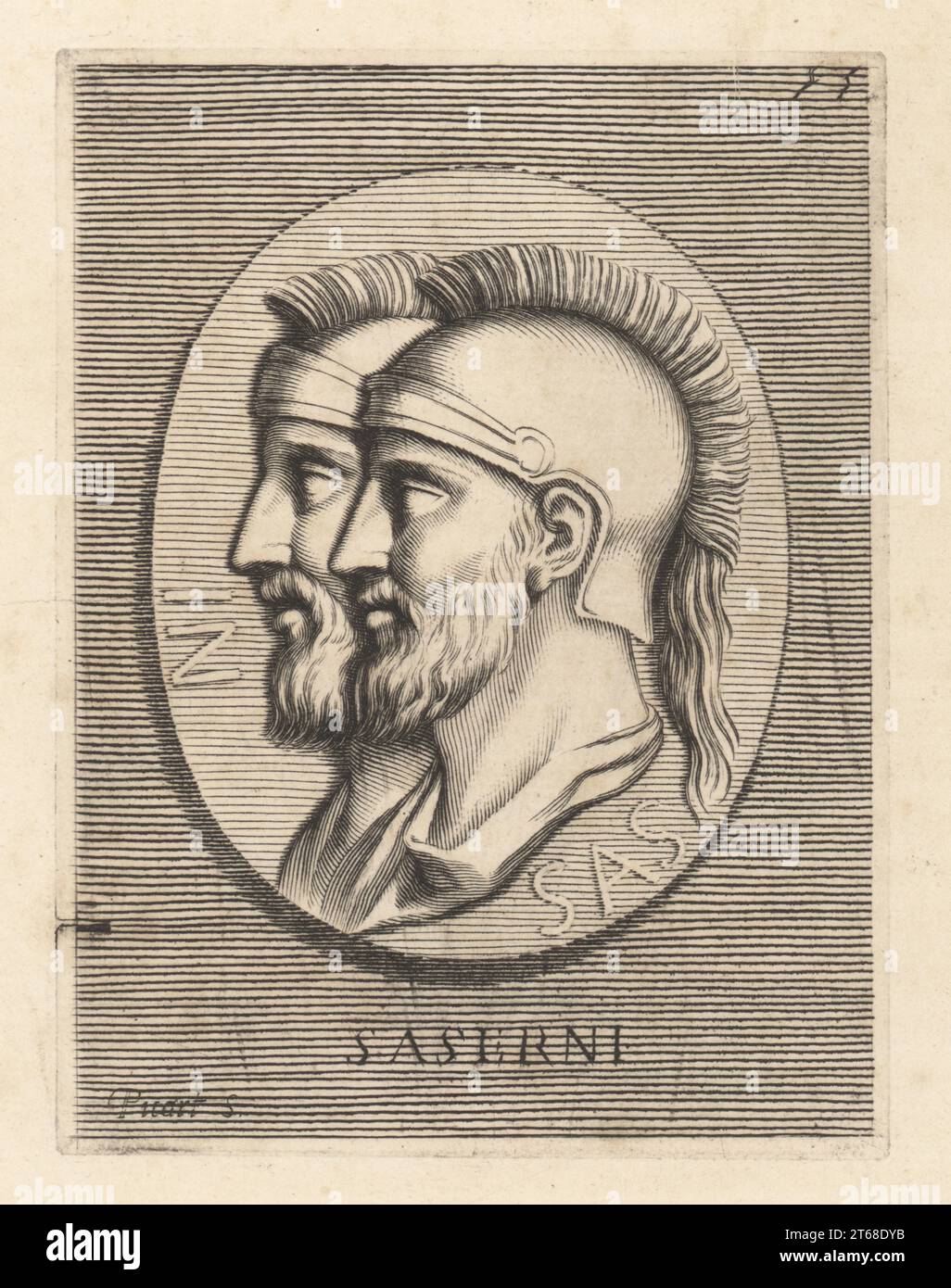 Heads of Roman soldiers, G. Saserna and P. Saserna, two brothers who ...