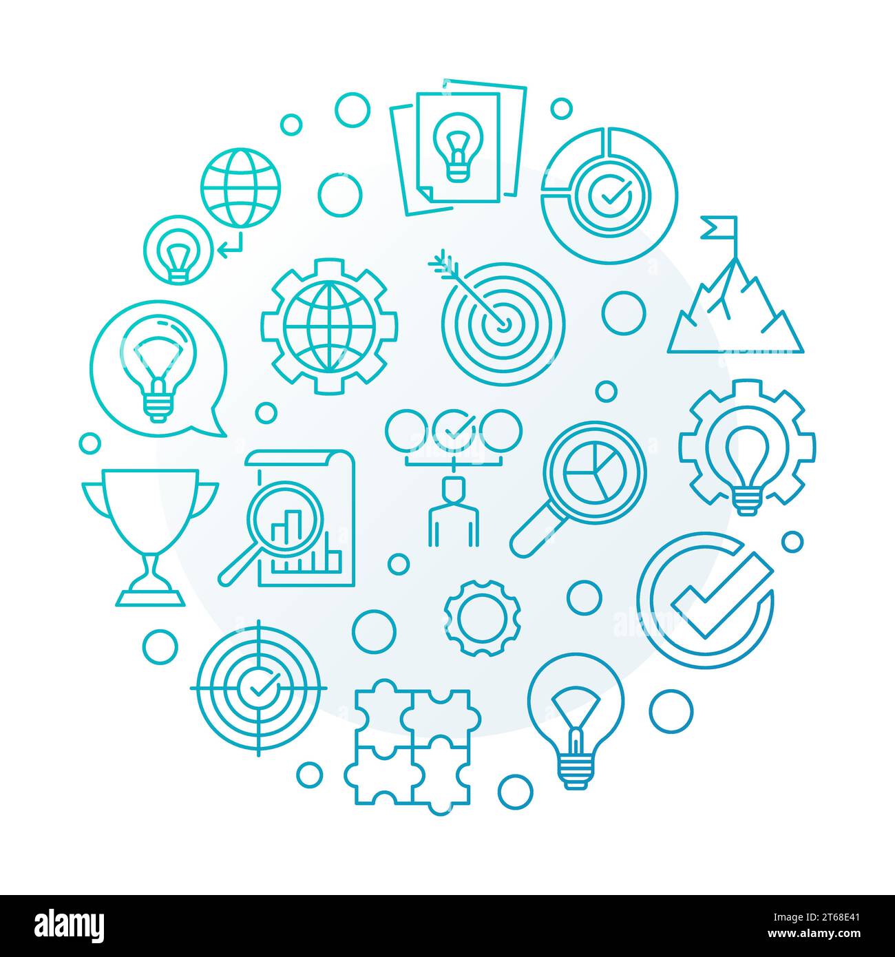 Vector Business Values blue round outline illustration on white ...