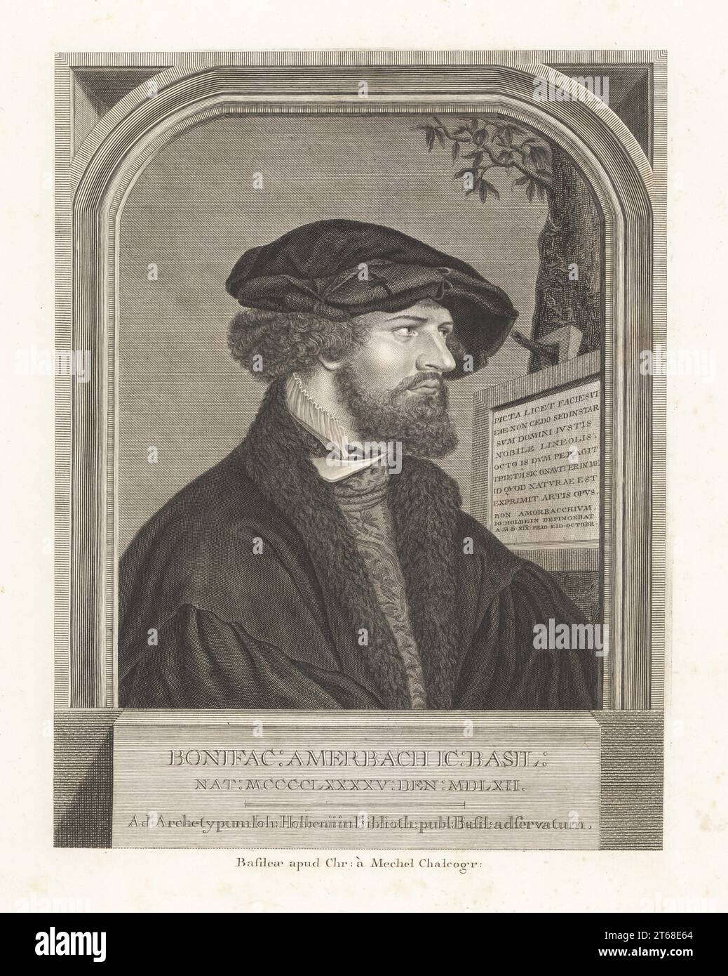 Portrait of Bonifacius Amerbach, 1495-1562. German jurist, scholar, an influential humanist and ...