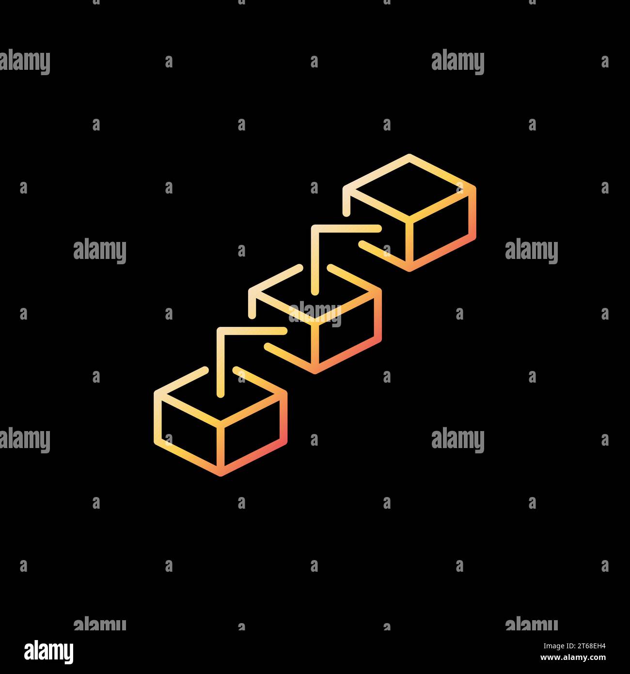 Block-Chain vector concept yellow icon. Blockchain Cryptocurrency ...