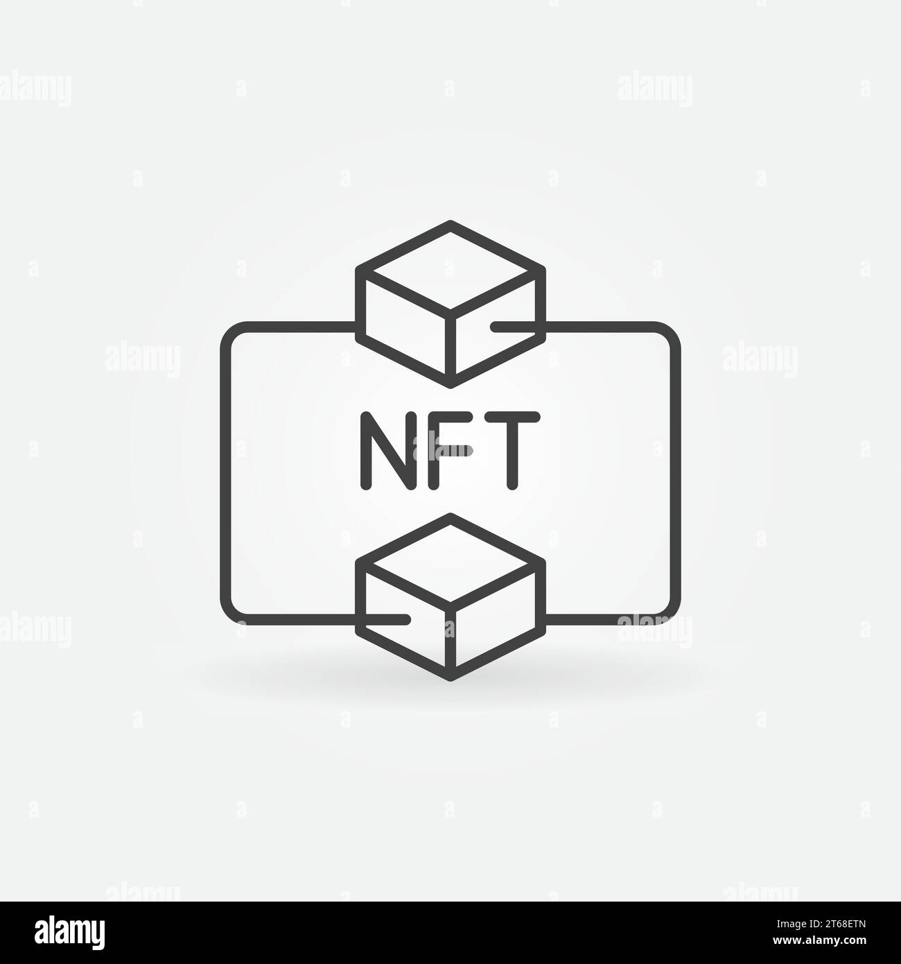 NFT with Two Blockchain Blocks linear vector concept icon or logo ...