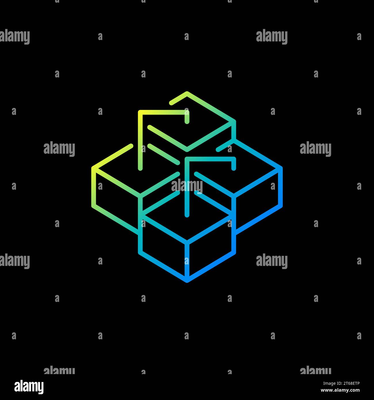 Blockchain Technology linear vector concept colorful icon or symbol on ...