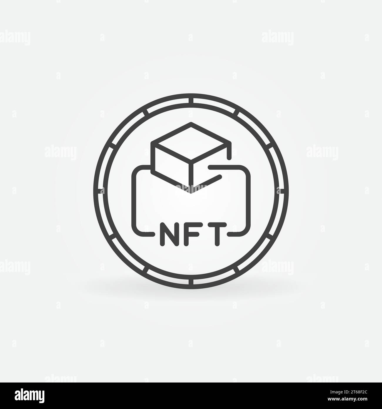 Non-Fungible Token Technology vector concept round line icon. NFT sign in outline style Stock ...