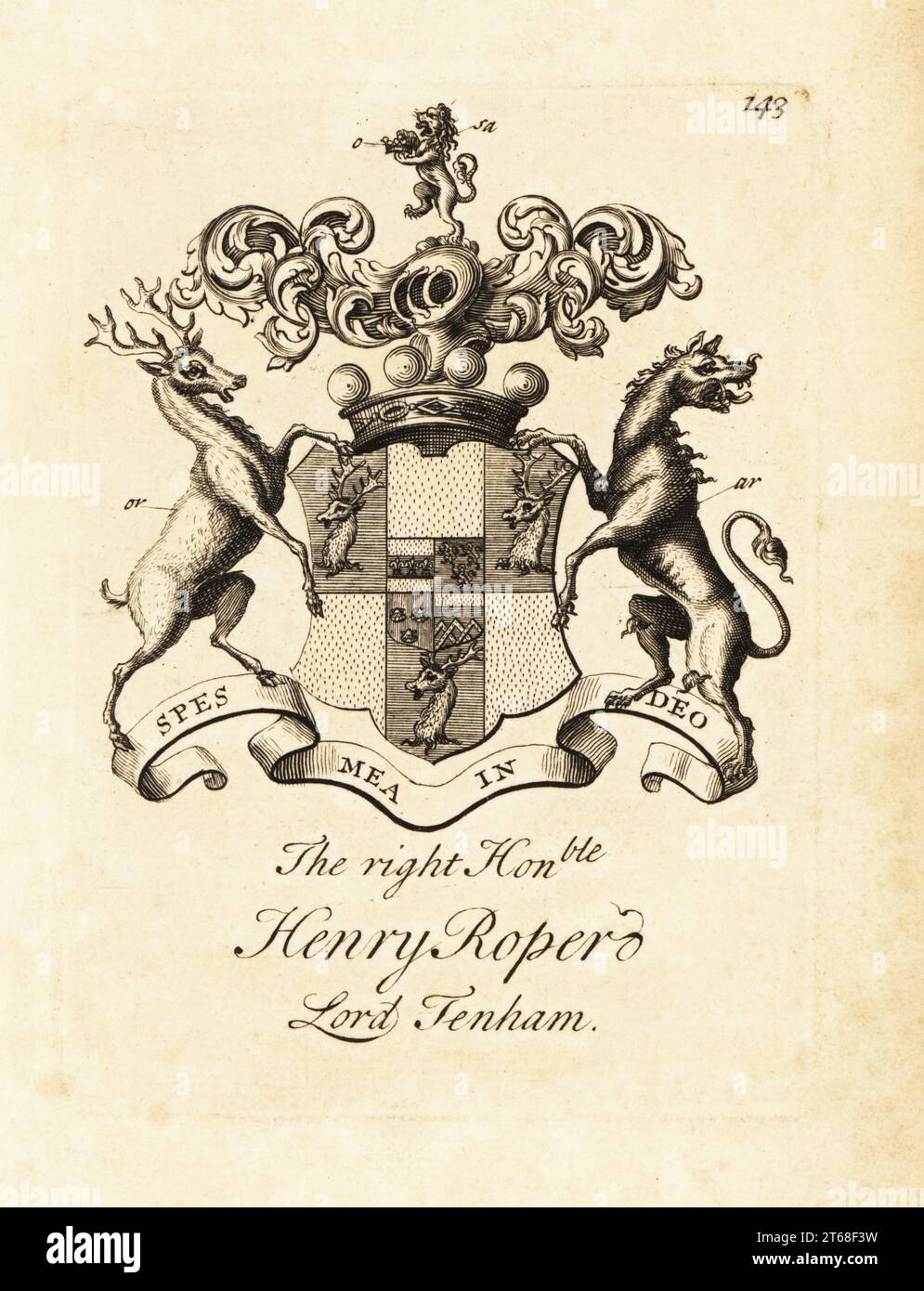 Coat of arms of the Right Honourable Henry Roper, Lord Tenham, 10th ...