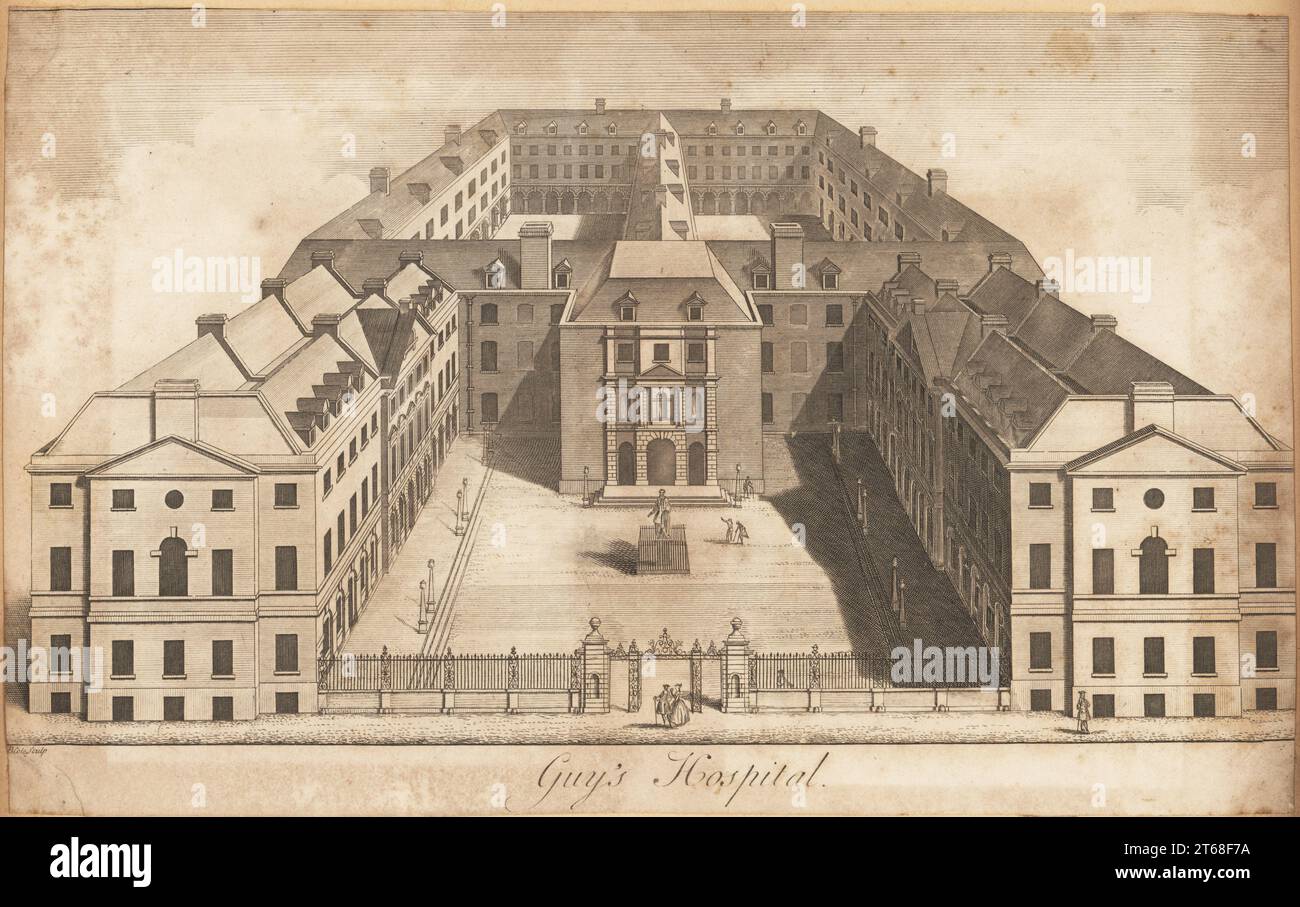 Bird's eye view of Guy's Hospital, Southwark, London, 1730s. Second ...