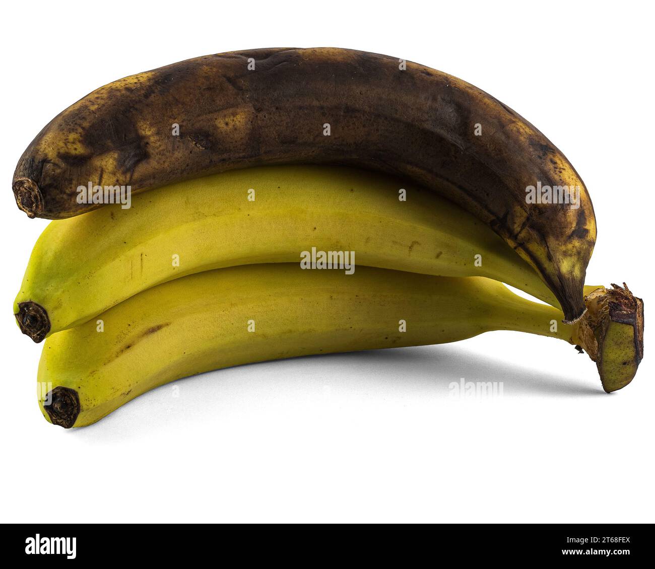 bunch of ripe bananas with one black rotten banana Stock Photo - Alamy