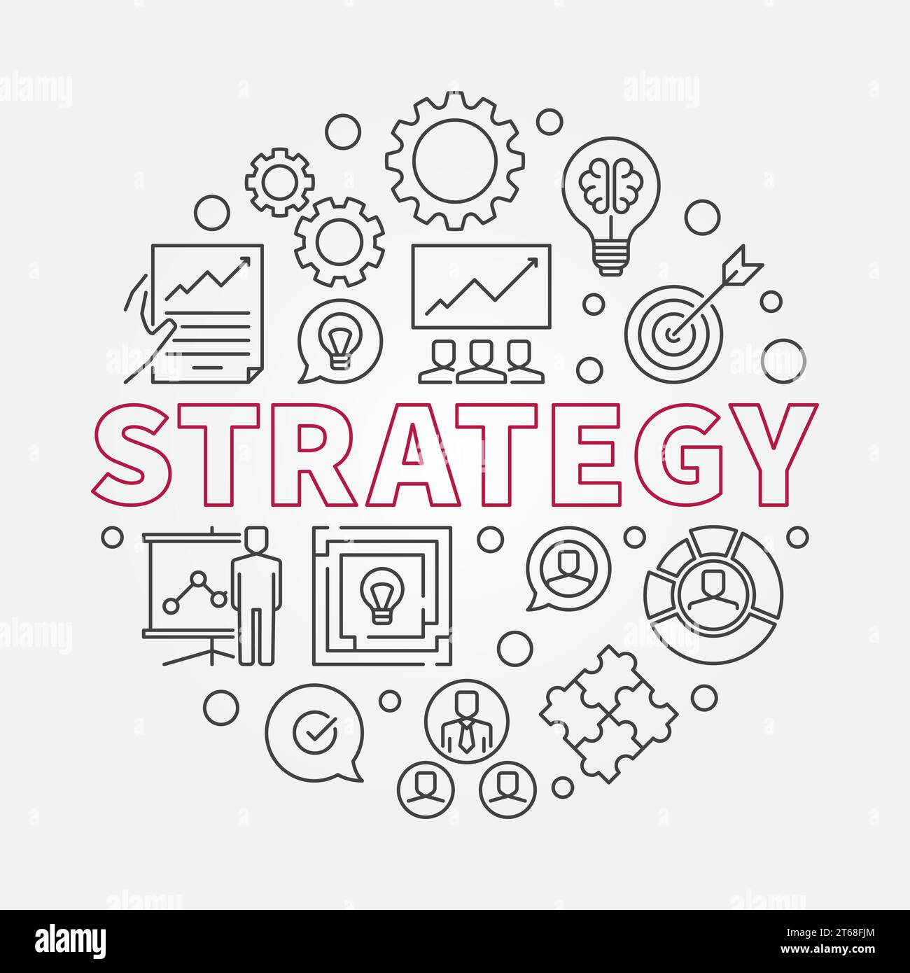 Strategy vector round concept minimal illustration in thin line style ...
