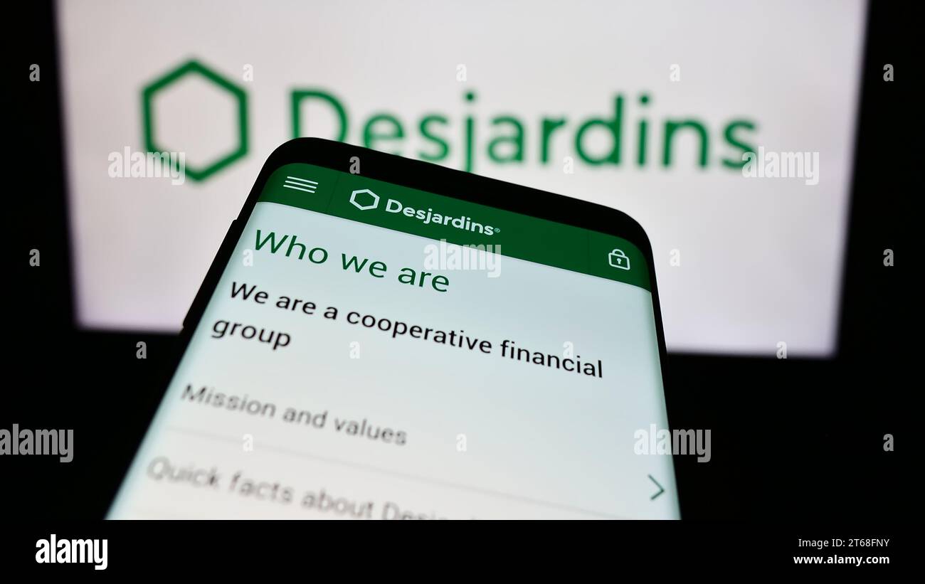 Mobile phone with website of Canadian financial services company ...