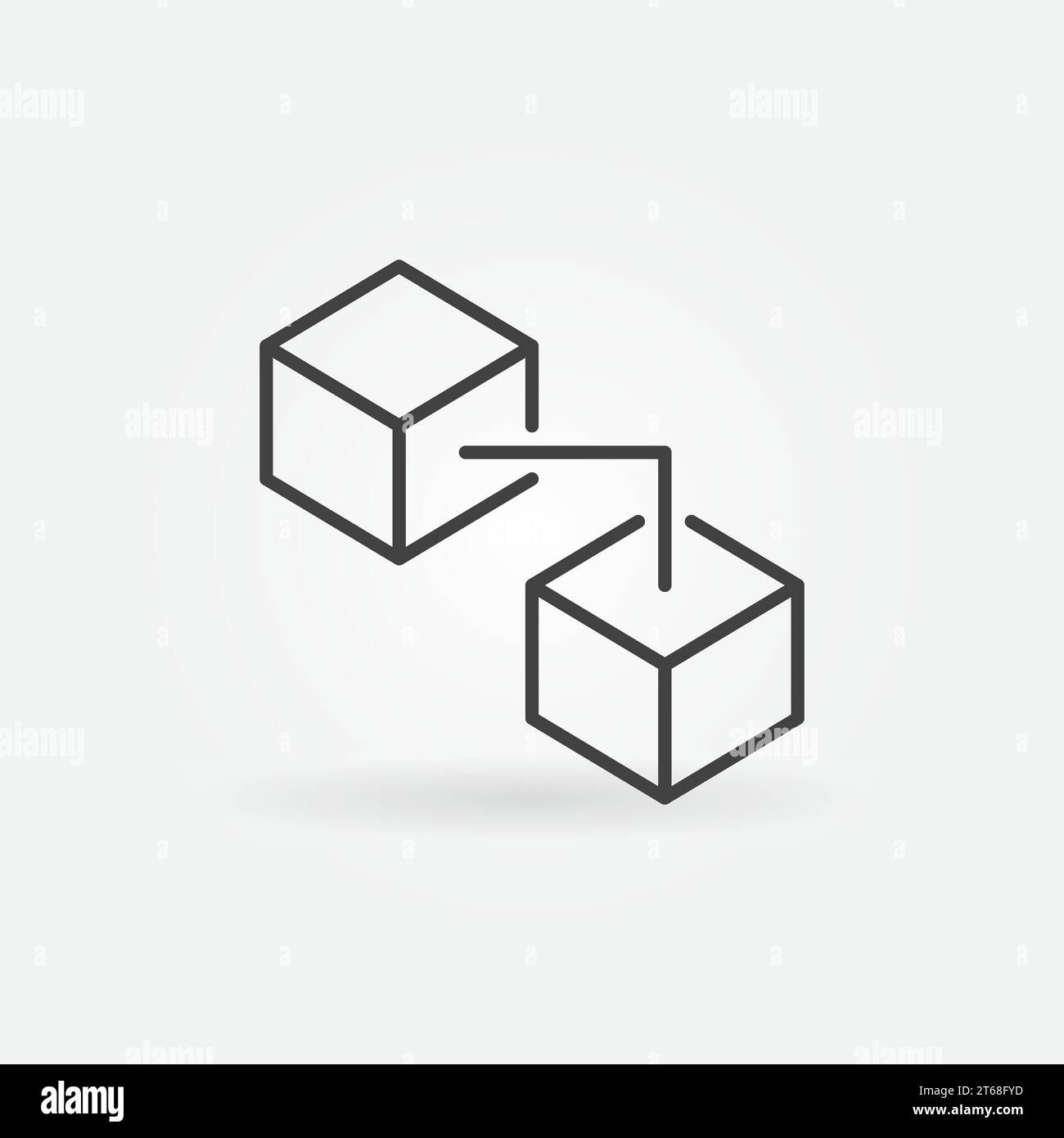 Two Connected Blocks - Blockchain Technology linear vector concept icon or logo element Stock ...