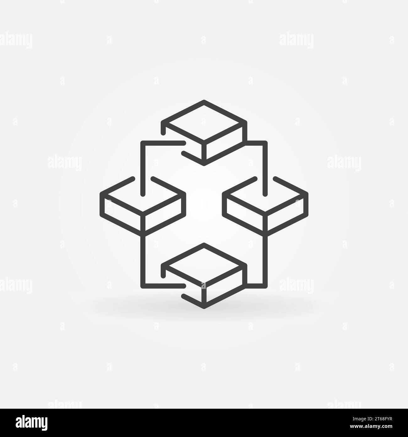 Blockchain Vector Thin Line Concept Icon Cube Network Structure With