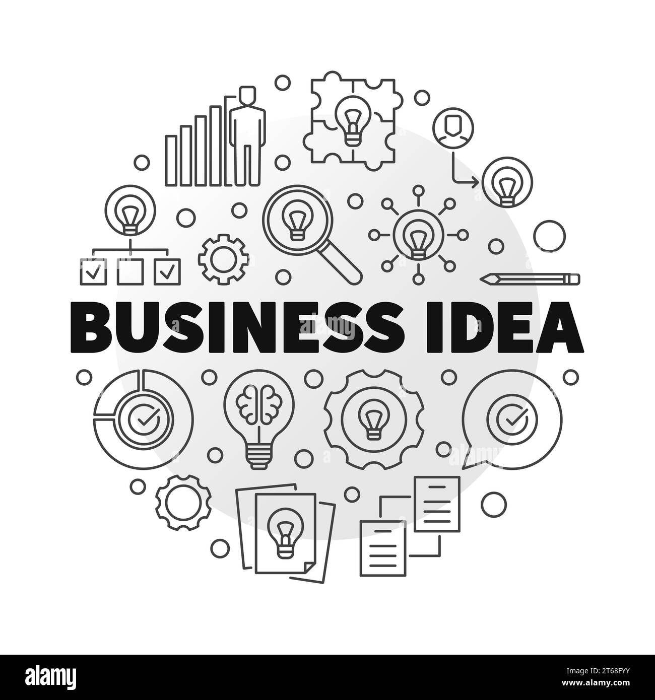 Vector Business Idea concept circular minimal illustration in outline ...