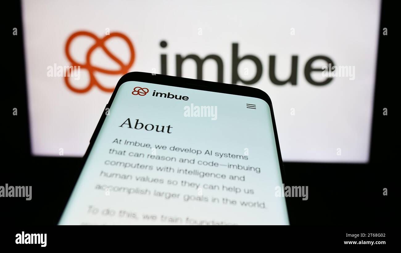 Mobile phone with website of US artificial intelligence (AI) research ...