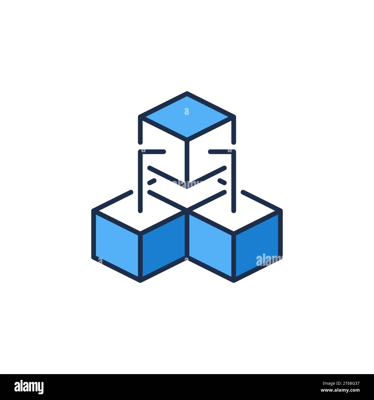 Three Connected Blocks - Blockchain Technology vector concept blue icon or symbol Stock Vector ...