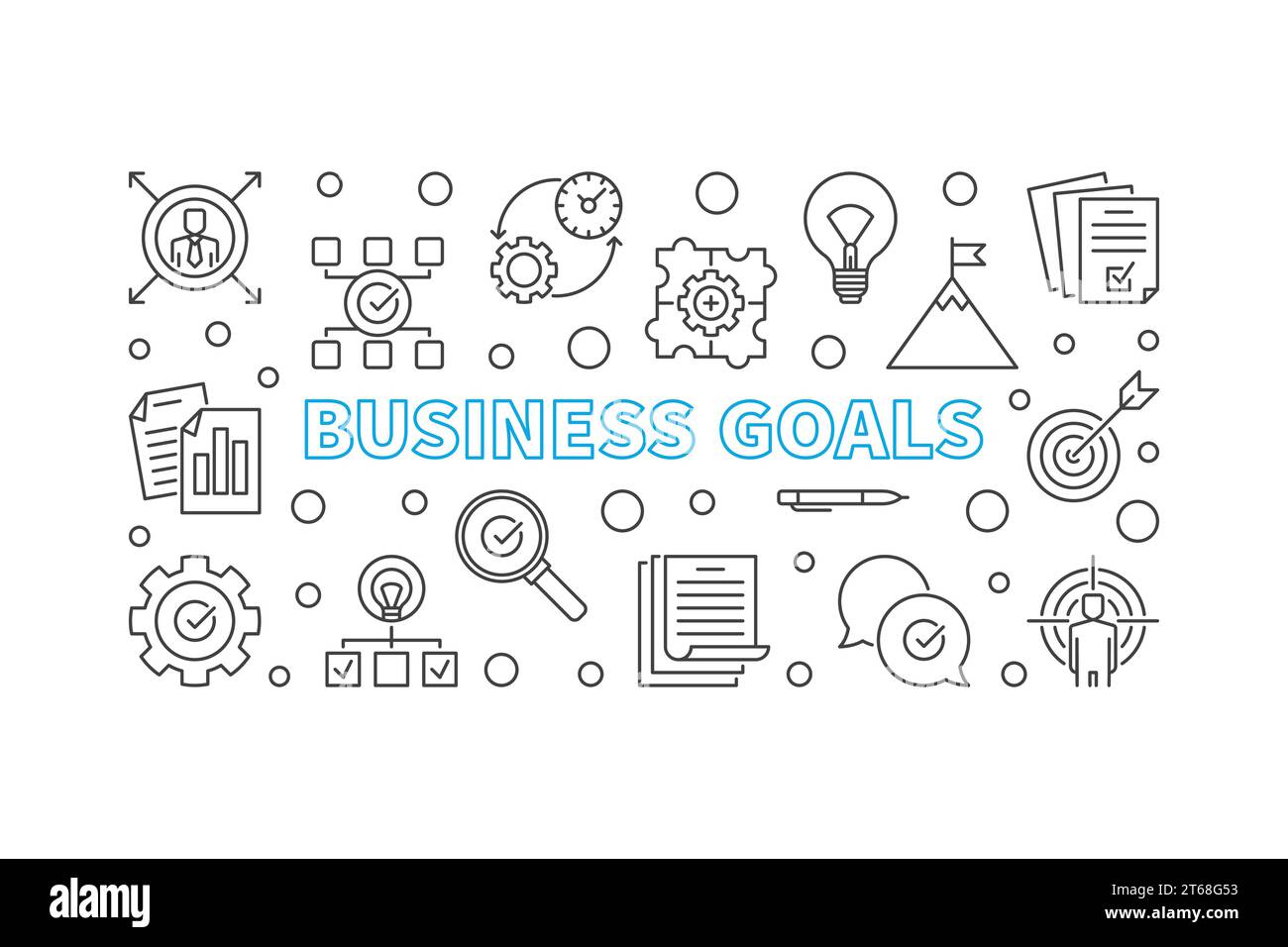 Vector Business goals horizontal concept minimal illustration or banner ...
