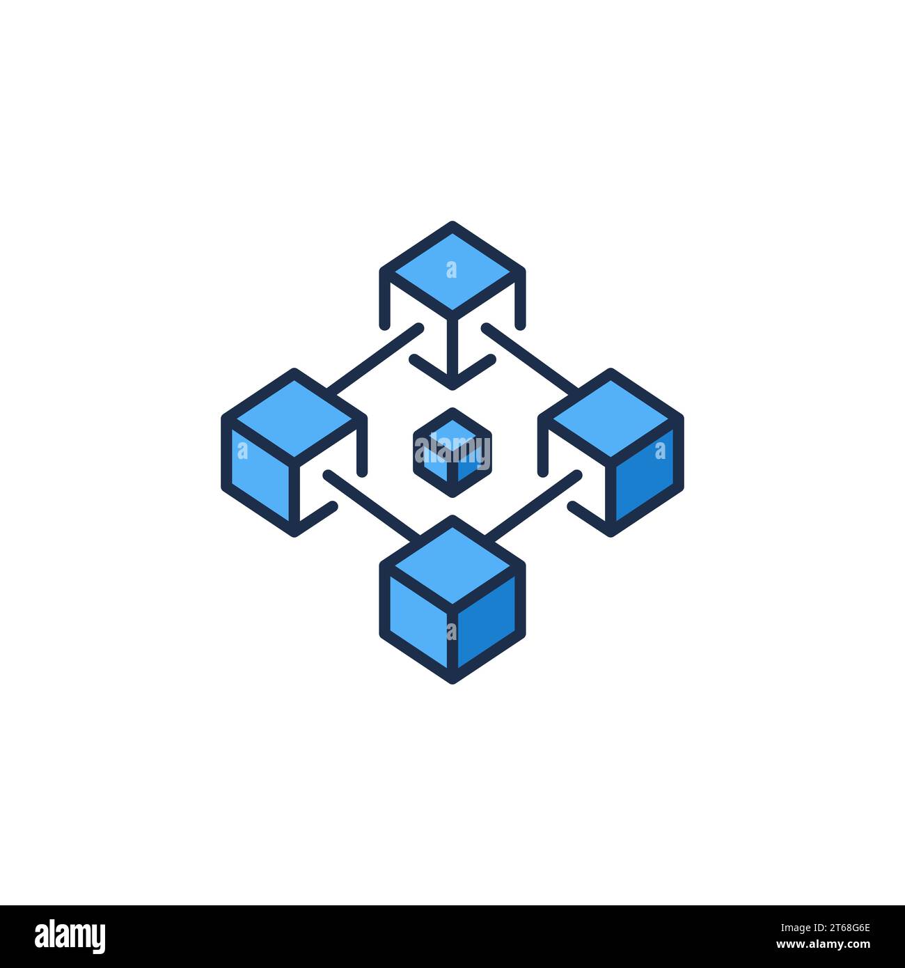 Block Chain vector concept blue icon or Cube Network Structure abstract sign Stock Vector Image ...