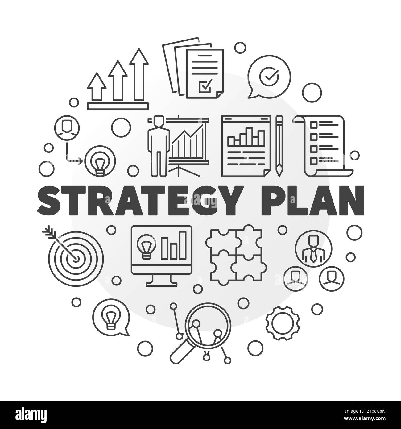 Vector Strategy Plan circular concept simple illustration in outline ...