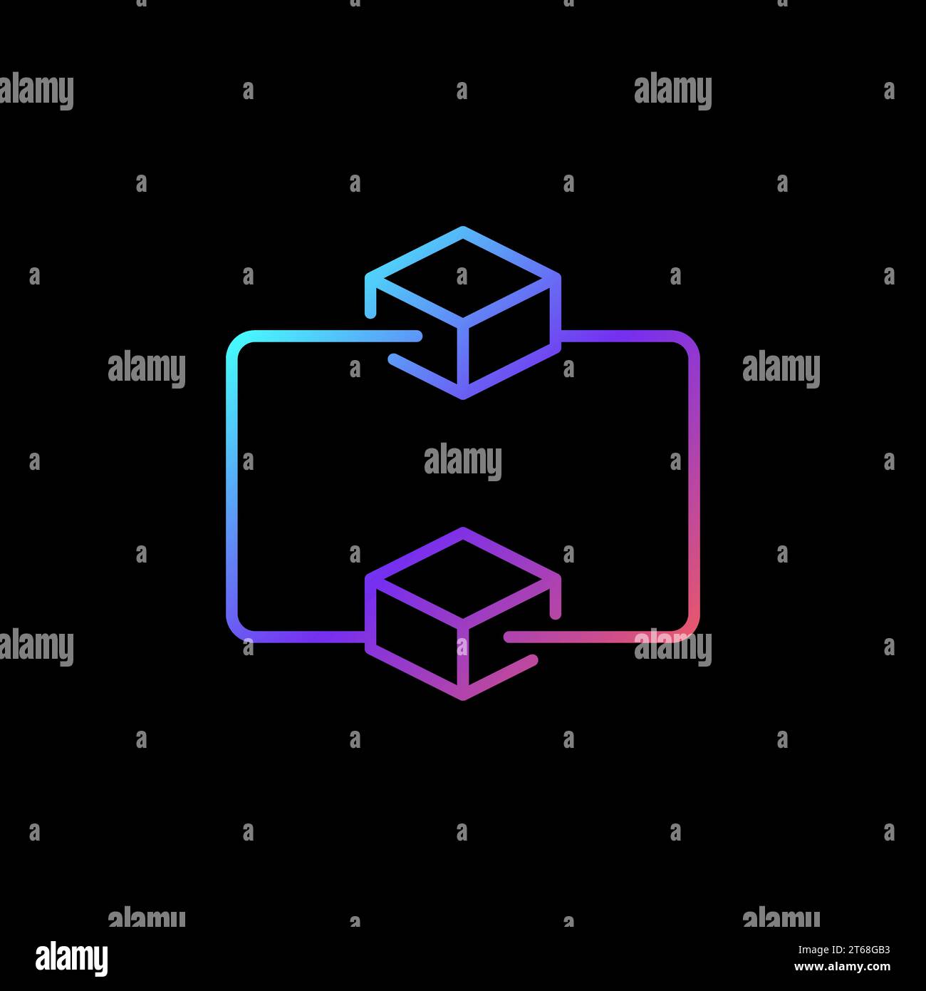 Blockchain Technology linear vector concept blue icon. Two connected ...