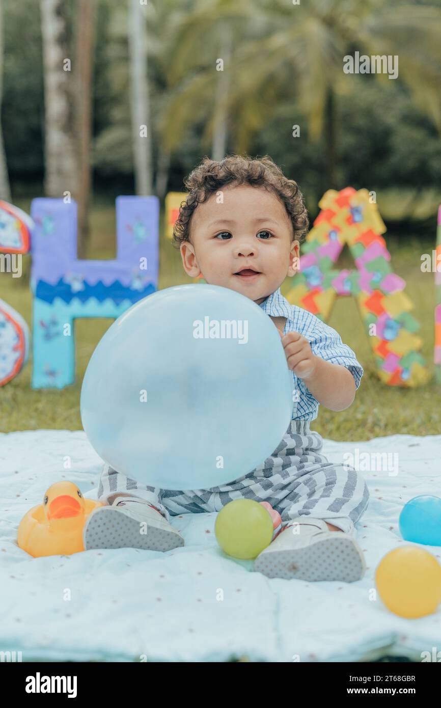 An adorable Filipino boy celebrates his first birthday in style Stock ...