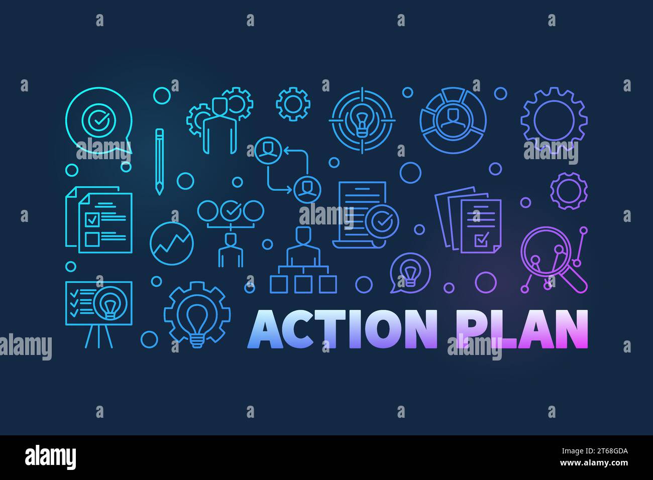 Action Plan colored outline banner. Vector horizontal illustration in ...
