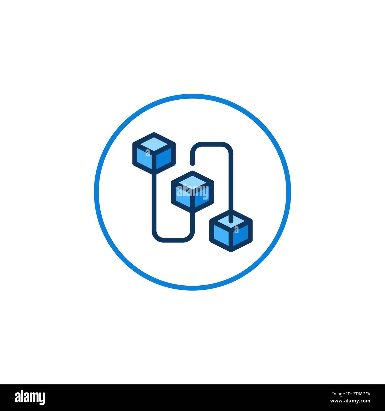 Circle with Blockchain vector concept blue icon. Block Chain Technology ...