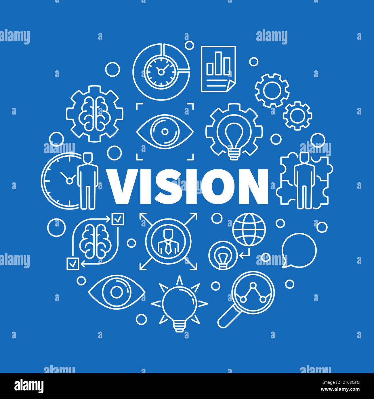 Vision round outline illustration. Vector business concept design in ...