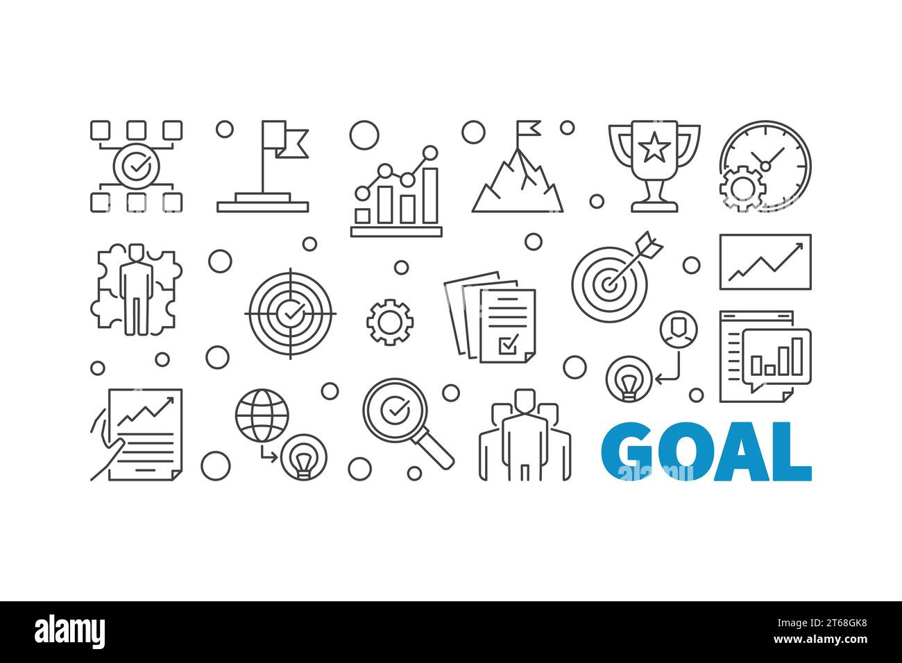 Goal vector outline horizontal minimal banner or illustration Stock ...