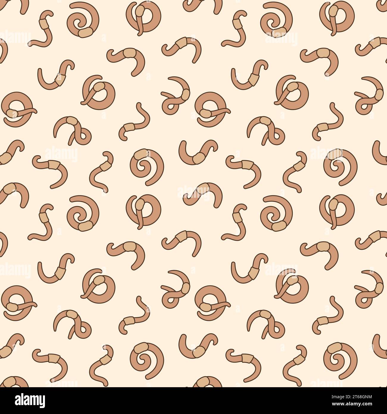Brown Earthworms vector concept modern seamless pattern or background ...