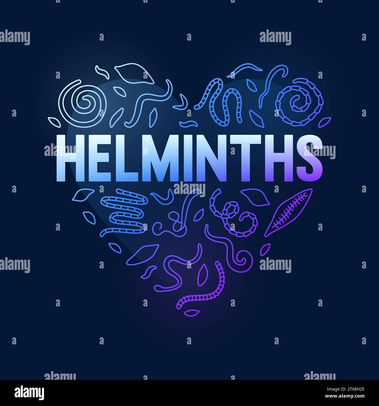 Helminths Vector Concept Heart Shape Blue Illustration Banner With